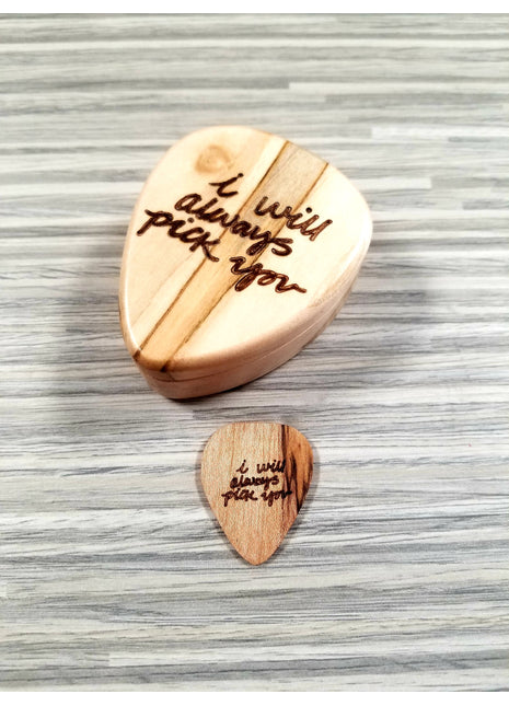 Guitar Pick Holders | Custom, Engraved, Wooden Guitar Pick Boxes
