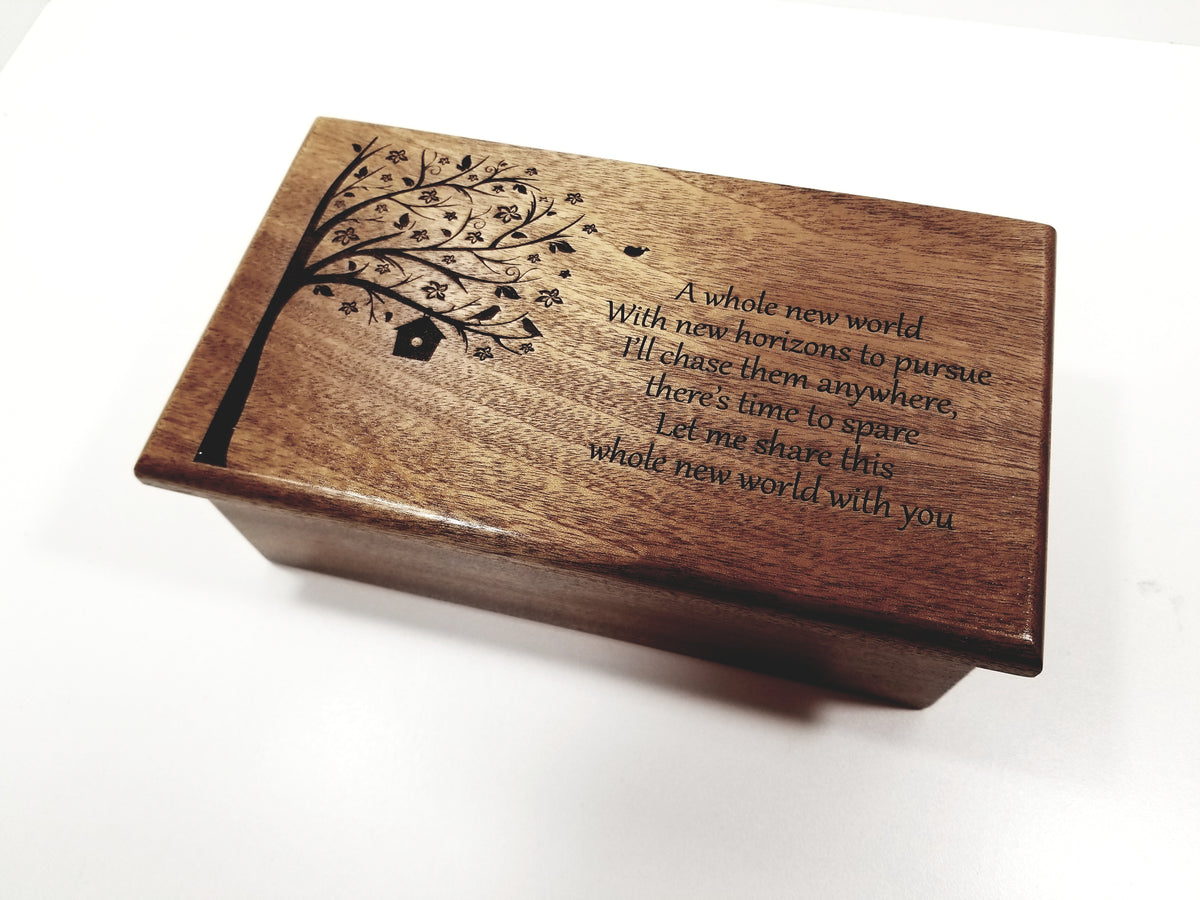 Personalized Wind-Up Wooden Music Box | Custom Engraved Hardwood