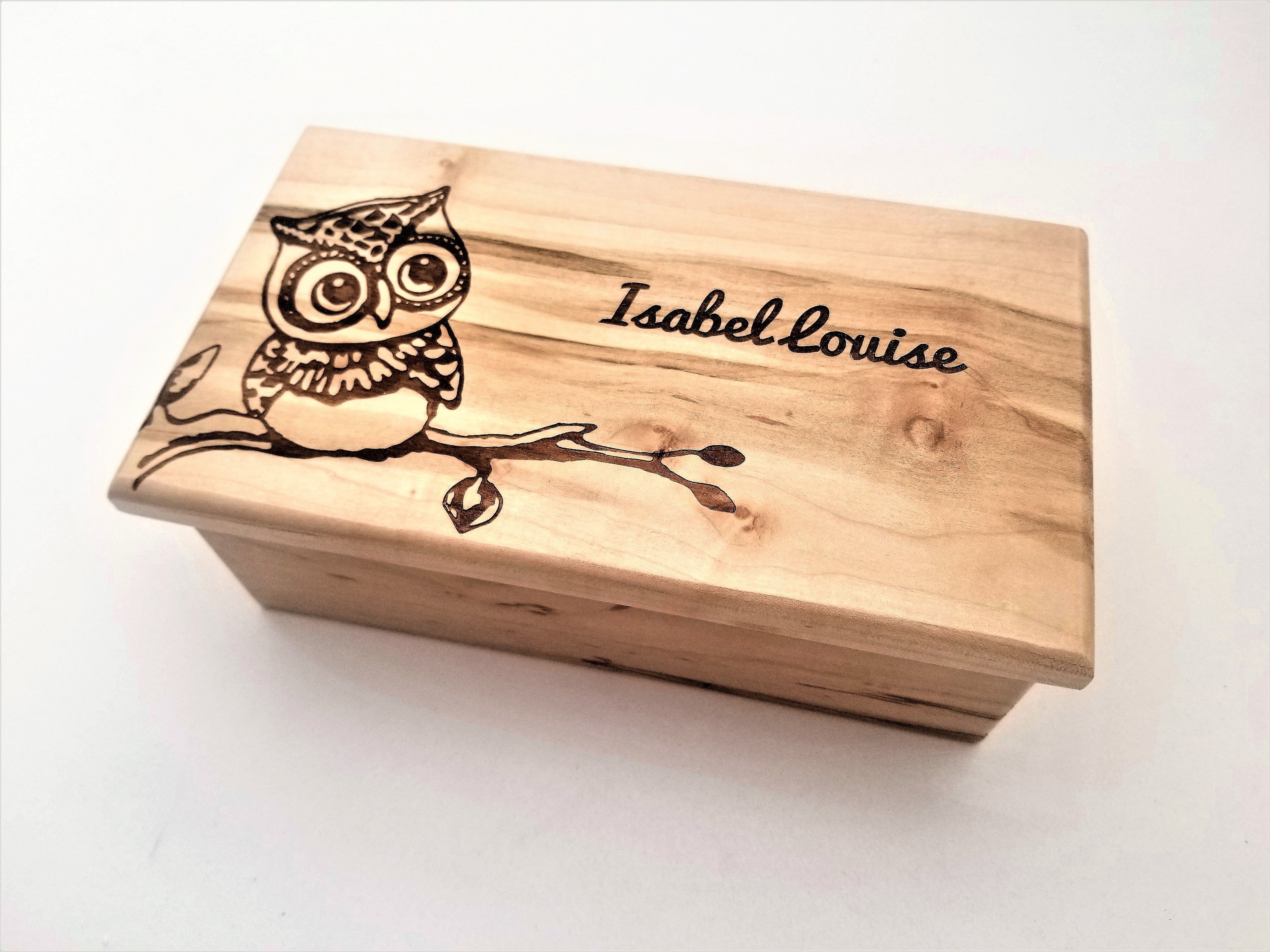 Owl Music Box Add Text, Personalized Custom Laser Engraved Traditional