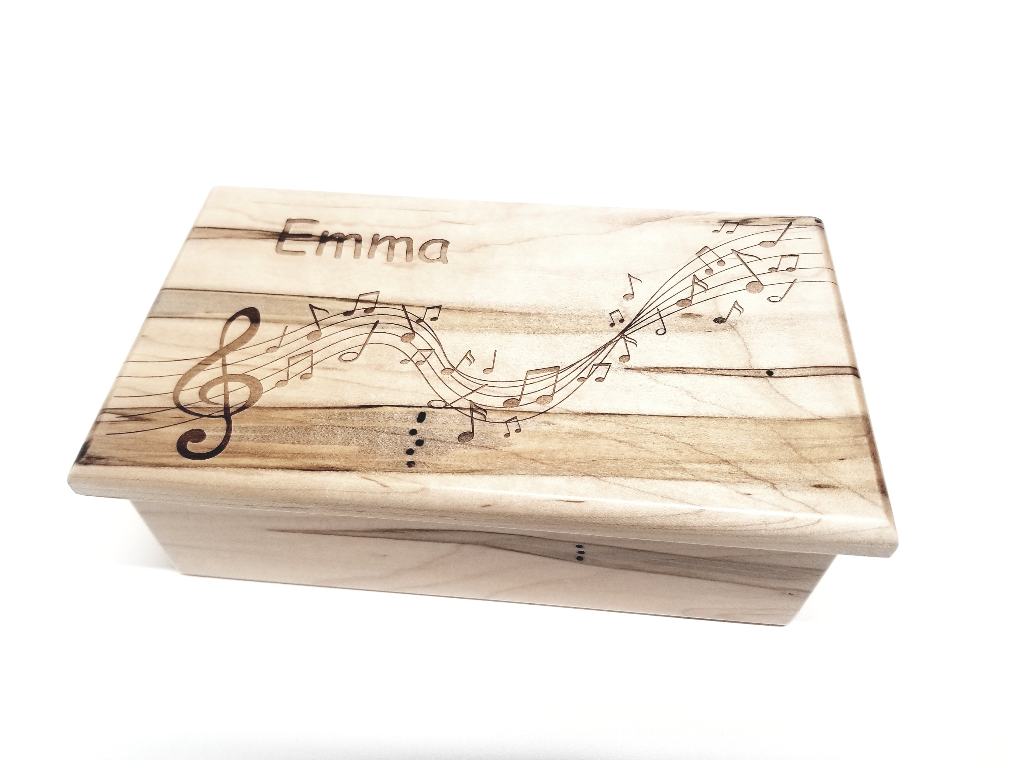 Music Notes Music Box Add Text, Personalized Custom Laser Engraved Tra