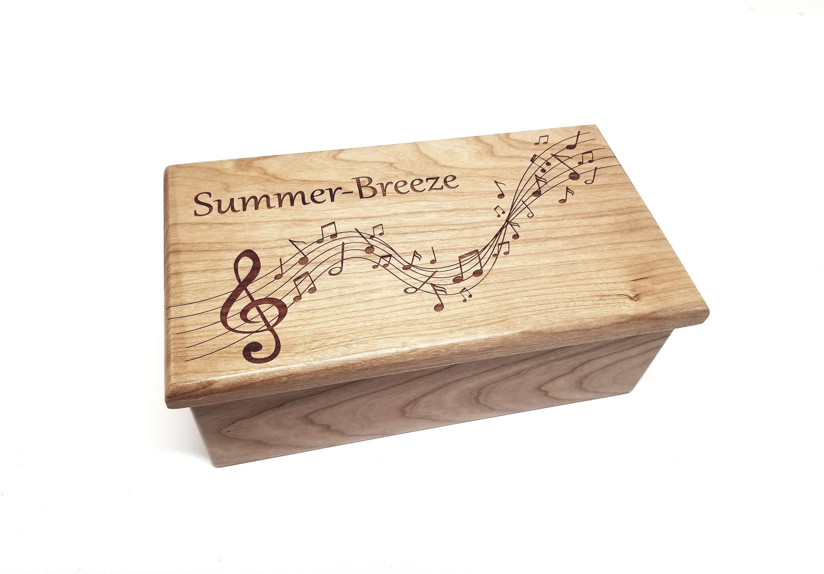 Music Notes Music Box Add Text, Personalized Custom Laser Engraved Tra